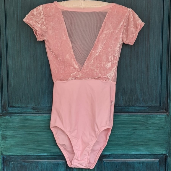Tops | Crushed Velvet Sheer Cut Out Baby Pink Leotard | Poshmark